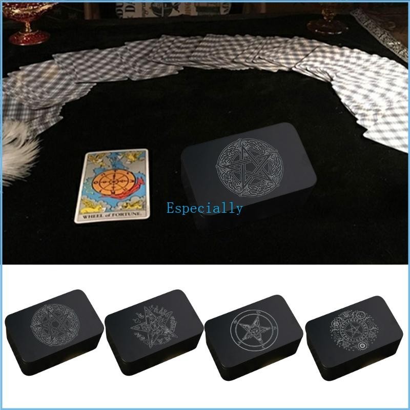 ESP Rectangle Metal Card Box Playing Tarot Container Jewelry Storage ...