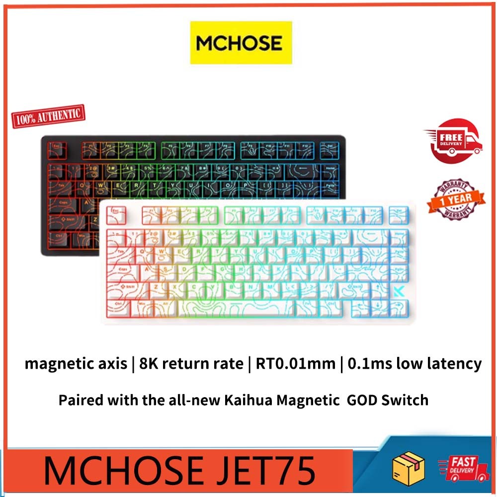 MCHOSE Jet75 gaming magnetic axis wired mechanical keyboard,8K return rate, RT0.01mm, supports ...