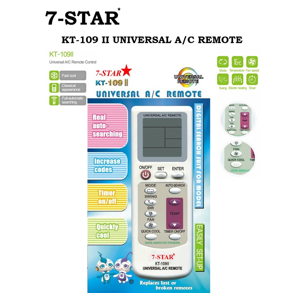 [SG 1] KT-109II Universal Aircon Remote Control for all Air ...