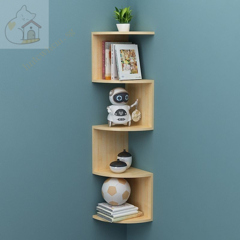 Solid Wood Corner Shelf Bookshelf Wall Corner Cabinet Corner Triangle ...