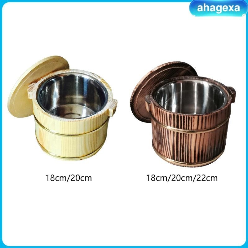 [Ahagexa] Japanese Rice Bucket Wooden Sushi Rice Bowl Tray ...