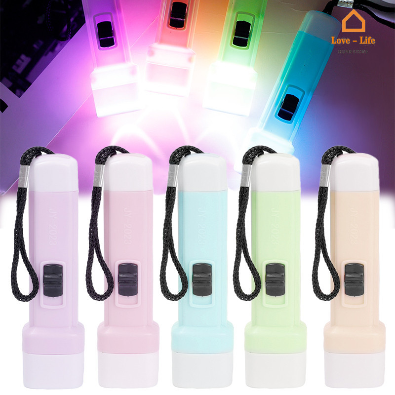 Random Color Children Flashlight Mini Portable Built-in Button Battery ...