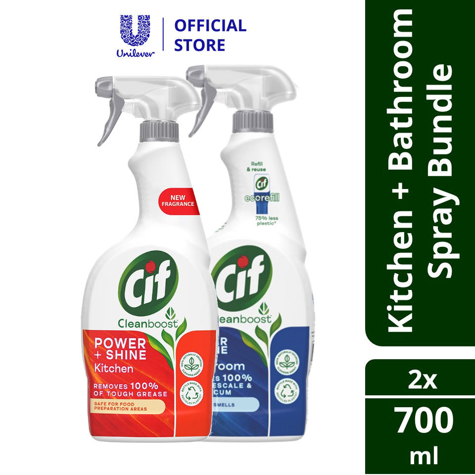 (Bundle) Cif Power and Shine DUO (Kitchen & Bathroom)Spray 700ml ...