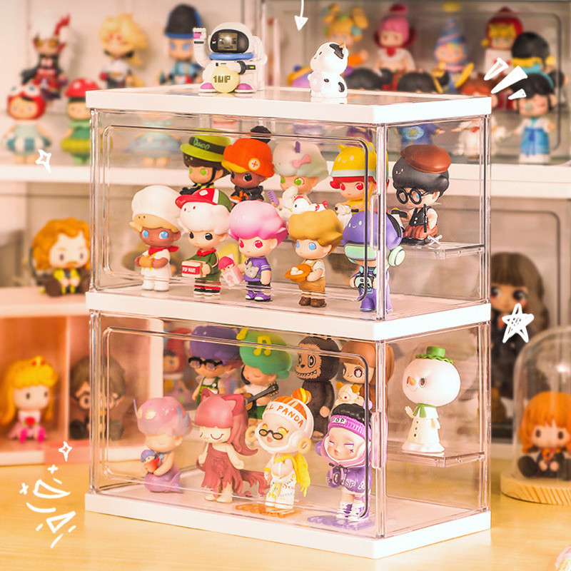 Toy Display Storage Box Stackable Transparent Dustproof Showcase Blind ...
