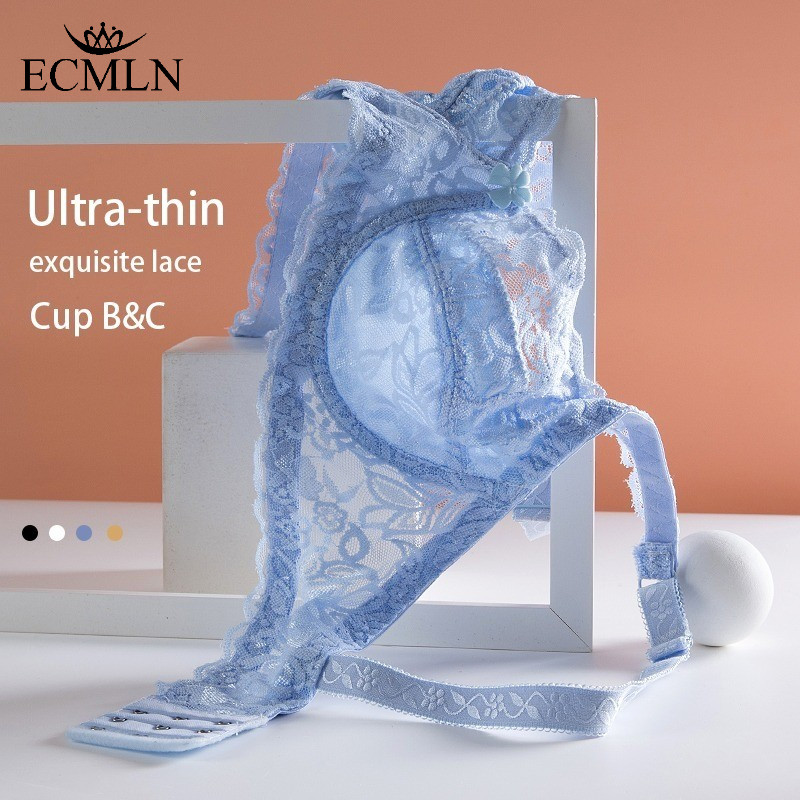 ECMLN Sexy Thin Lace Full Cup Mesh Bra for Women Sponge-free Exquisite ...