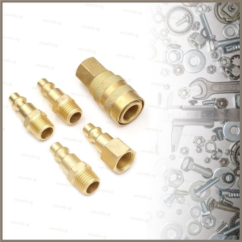 Nevʚ ɞ 5pcs set Air Fitting Air Coupler and Plug Solid Brass Quick ...