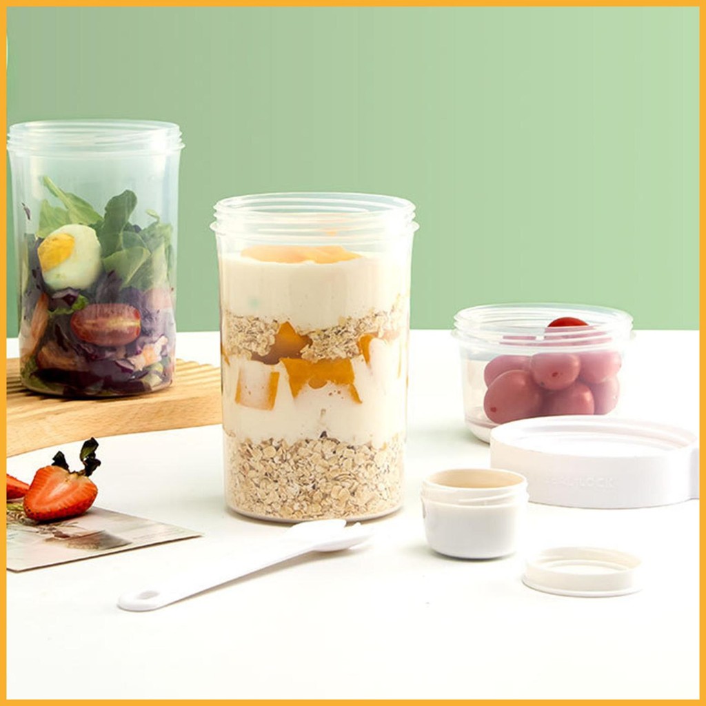 Cereal to Go Container Leakproof Portable Cereal Cups to Go 2 Layers ...
