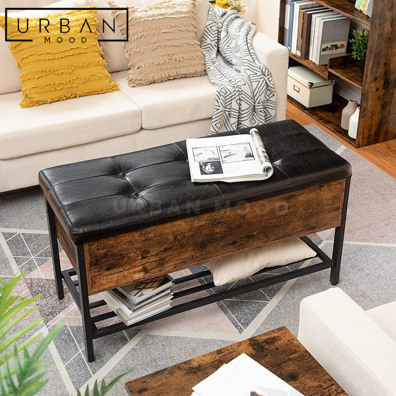 HAYES Industrial Solid Wood Shoe Bench | Shopee Singapore