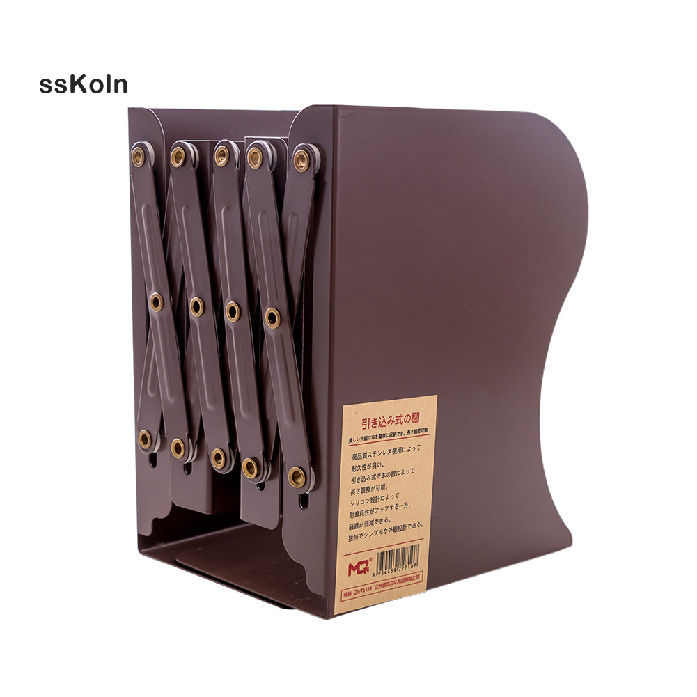 SSK_ Retractable Foldable Bookend Decorative Metal Book Shelf Holder ...