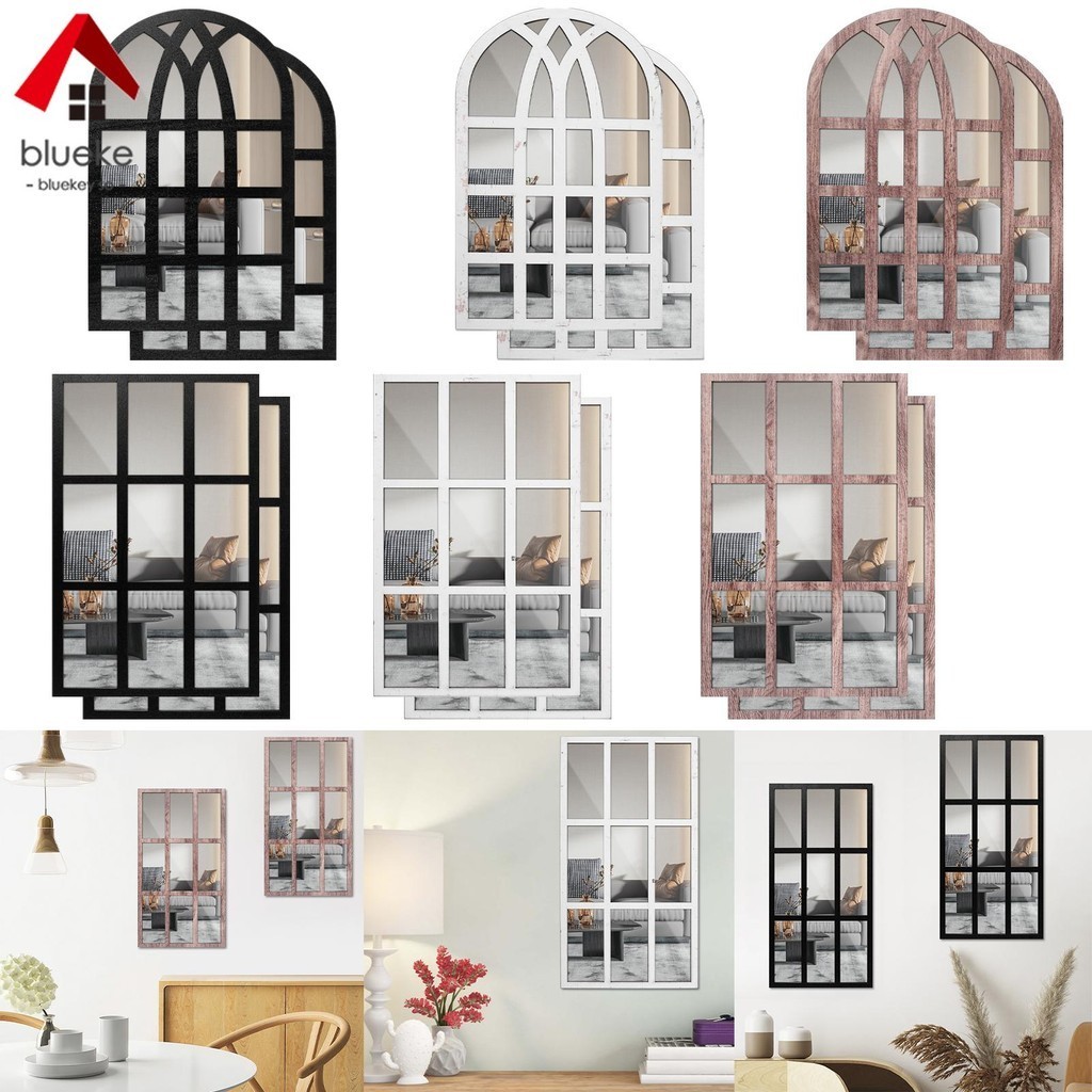 2Pcs Arched Window Mirror Retro Entry Wall Mirror Decal Acrylic ...