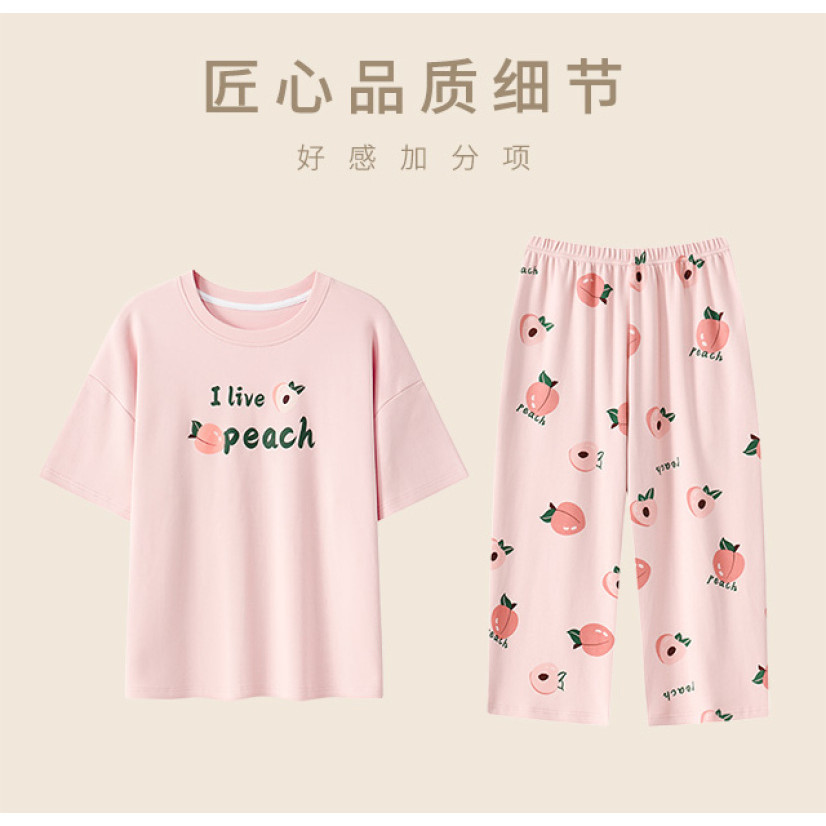Sleepwear Woman Cotton Pyjamas Women 3/4 Length Chest pad Pajamas Set ...