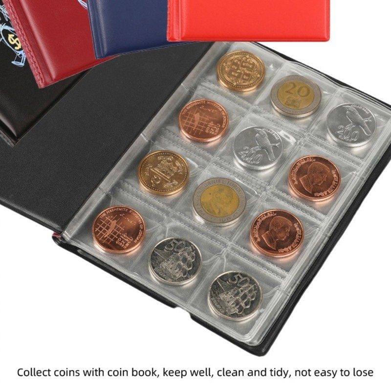 love* 120 Pocket Coin Collecting Holder Album Leather Coin Album Coin ...