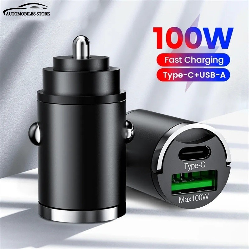 15/30/100W Car USB Charger Super Charge / Super Mini Metal USB C Car ...