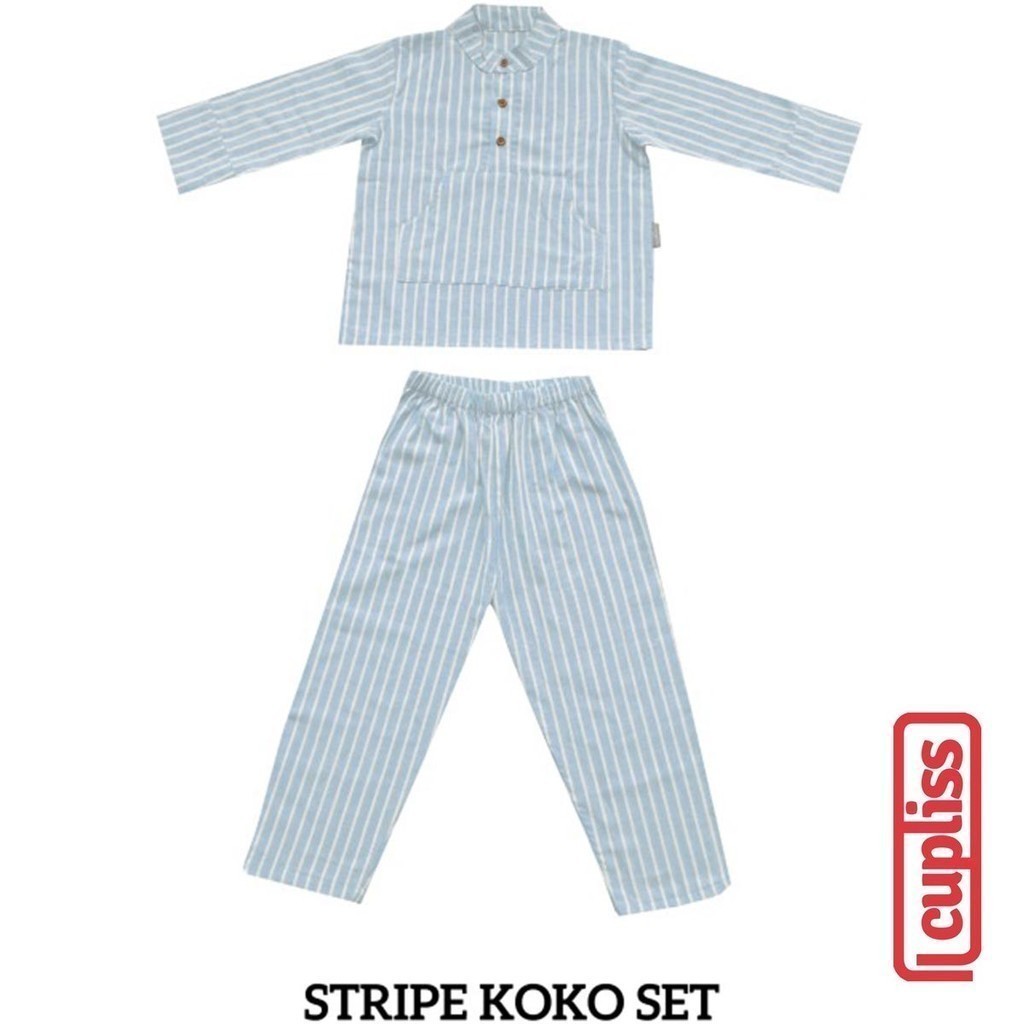 Little Original Stripe Koko Powder Blue Baju Koko Anak Cupliss KG ...