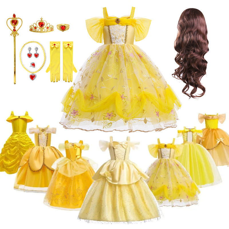 Girls Birthday Party Costumes Kids Belle Dress Up Beauty and The Beast ...
