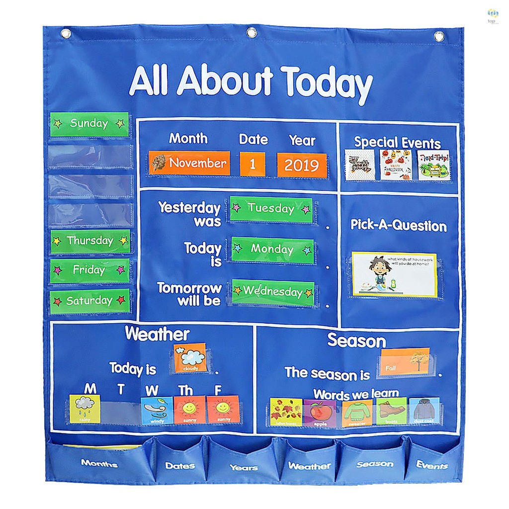 Date Month Year Season Weather Event Pocket Chart With Classroom Pocket ...