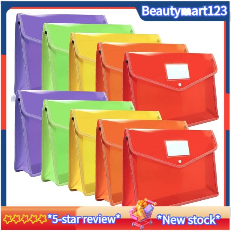 10-Pack Plastic Folder Legal Size Expandable Document Folder with Snap ...