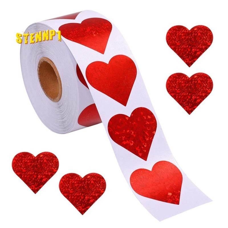 Valentine's Day Glitter Heart Stickers,Red Heart Stickers Roll,Heart ...