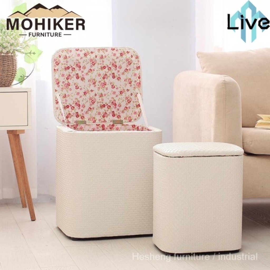 MOHIKER Storage Stool Sofa Stool Storage Box Leather Seat ...