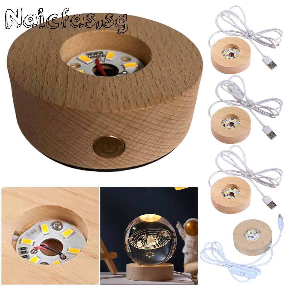 Wooden LED Light Display Base Crystal Glass Light Base Stand LED ...