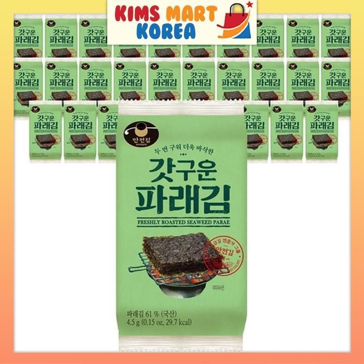Manjeon Freshly Roasted Green Seaweed Korean Laver Food 4.5g x 30pcs ...