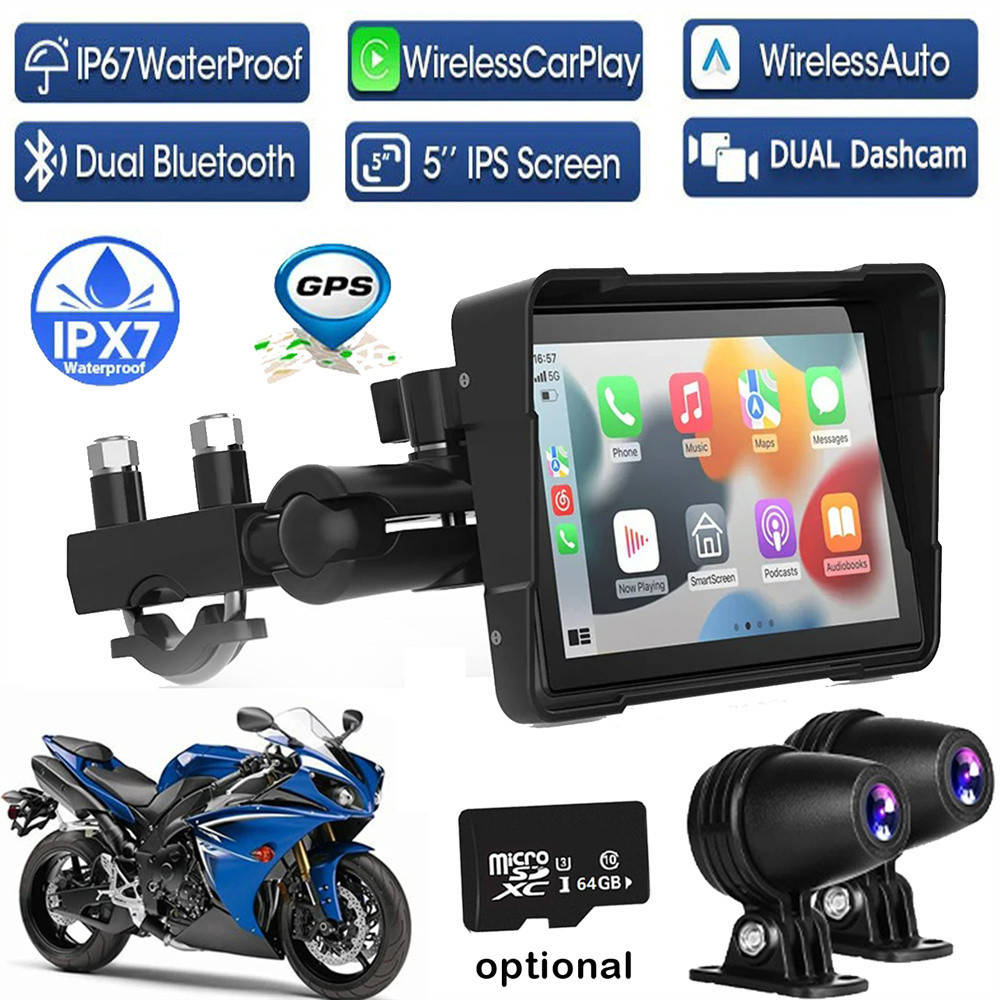 2024 New 5 Inch Motorcycle GPS Navigation Wireless Apple Carplay ...