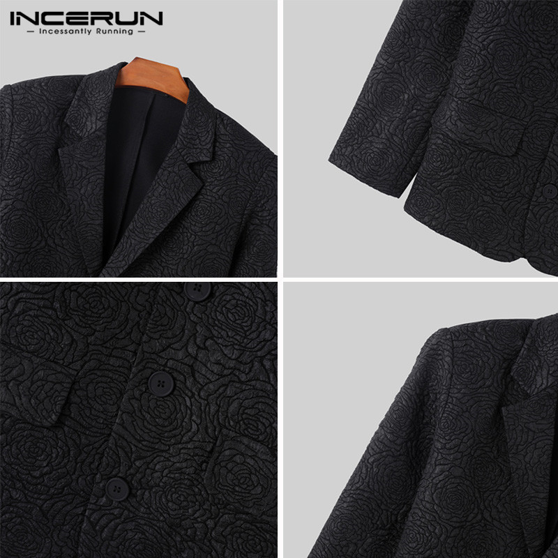 INCERUN Men Korean Daily Shoulder Pad Jacquard Long Sleeves Casual ...