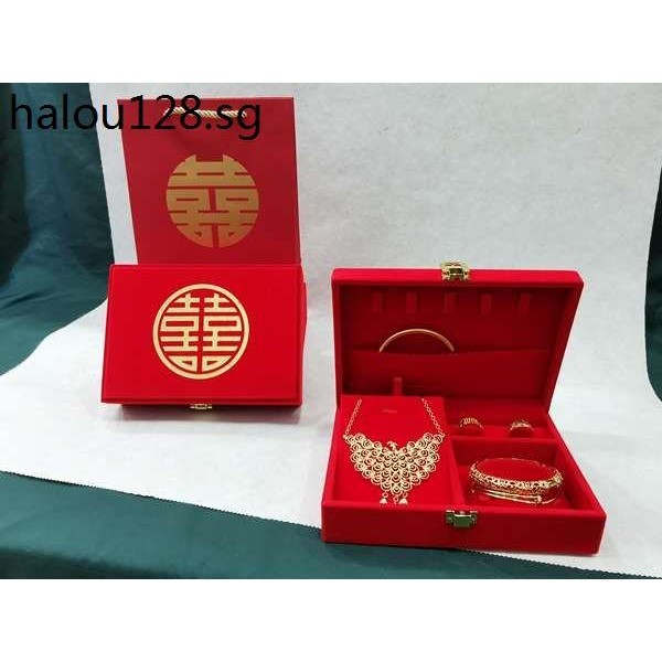 Hot Sale. Wedding Jewelry Set Box Three Gold Jewelry Box Red Velvet Red ...