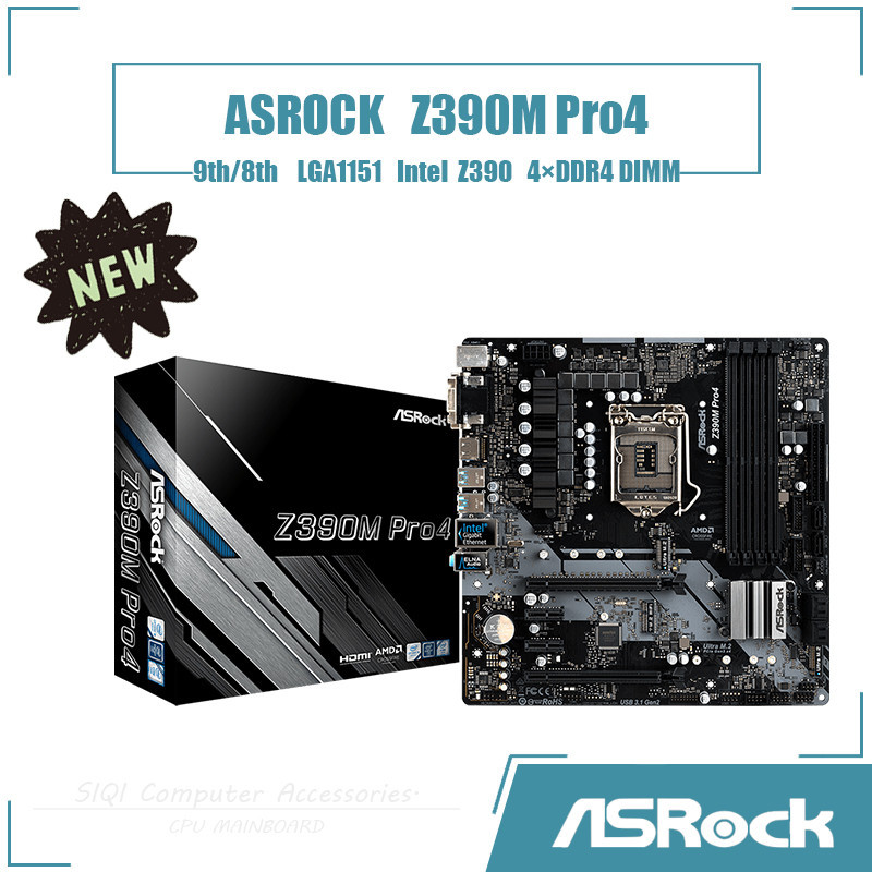 ASROCK Z390M Pro4 Motherboard Adopting Intel Z390 chipset,9th/8th ...