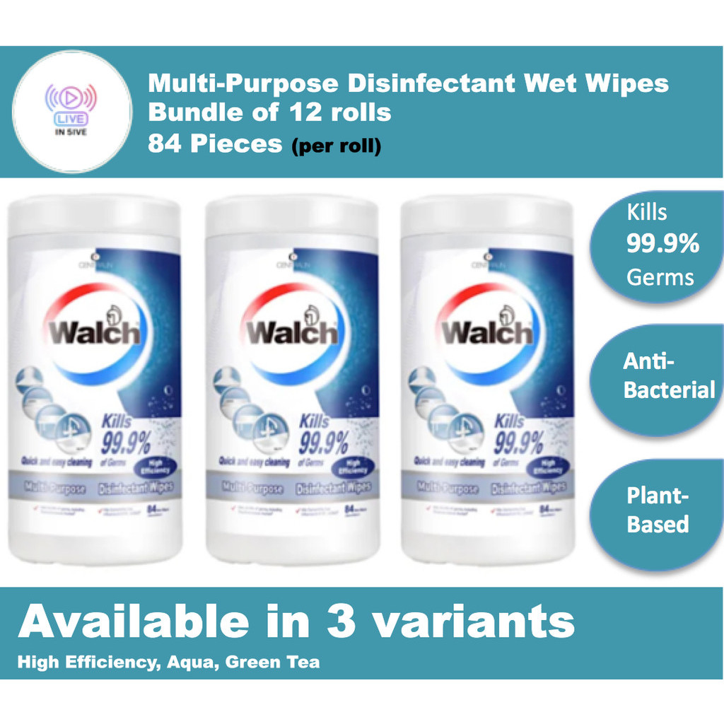 [Bundle of 12] Walch Multi-Purpose Disinfectant Wet Wipes 84pcs ...