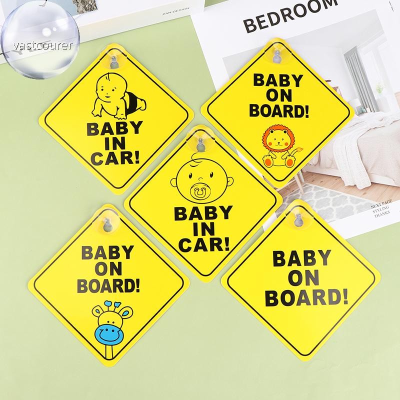 Vast Baby On Board Safety Car Window Suction Cup Yellow Warning Sign ...