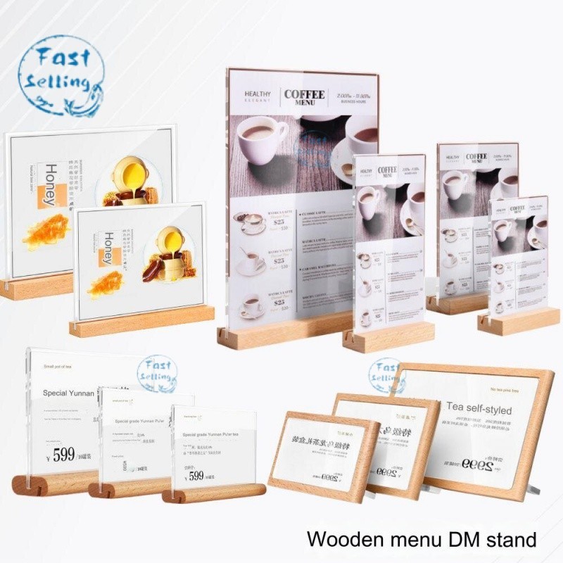 Acrylic Place Card A5 Solid Wood Table Board A4 Display Card Desktop ...