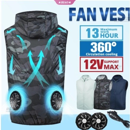 Fan vest fan cooling fan USB port fashion summer sports style for men ...