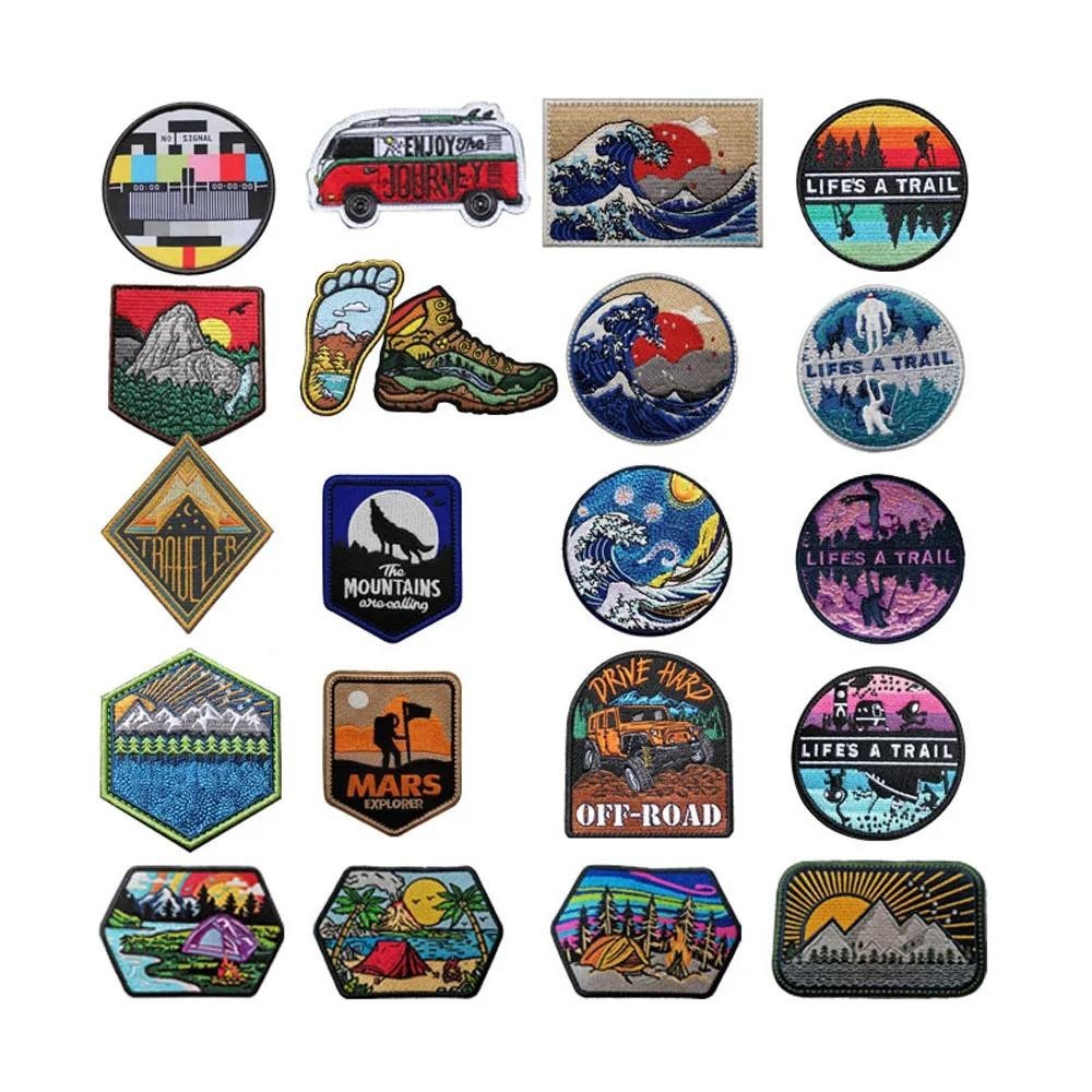 Newly designed velcro patch Holiday Camping Huge Wave Scenery Hiking ...