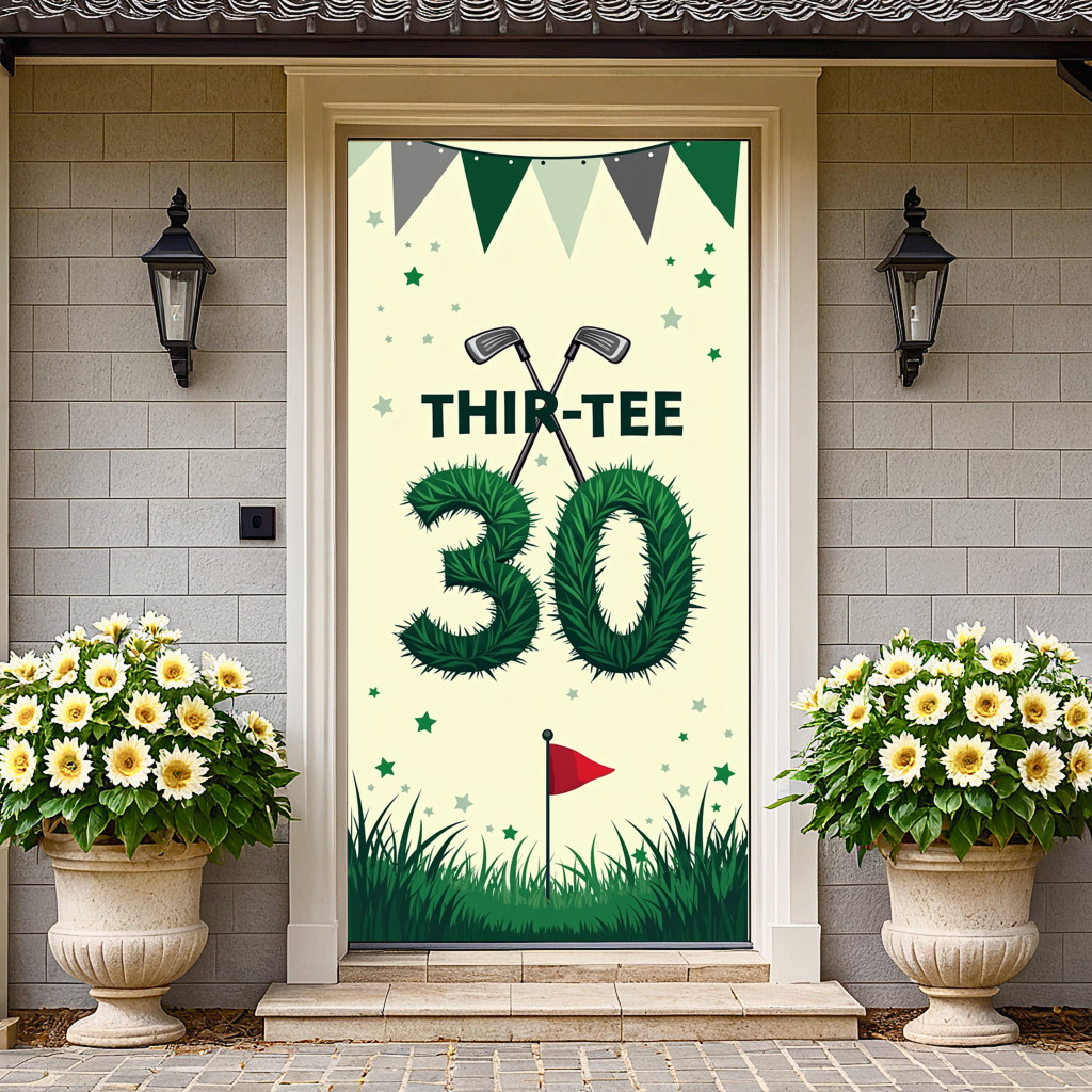 Golf Birthday Backdrop Thir-Tee 30 Bunting Banner Party Decoration ...