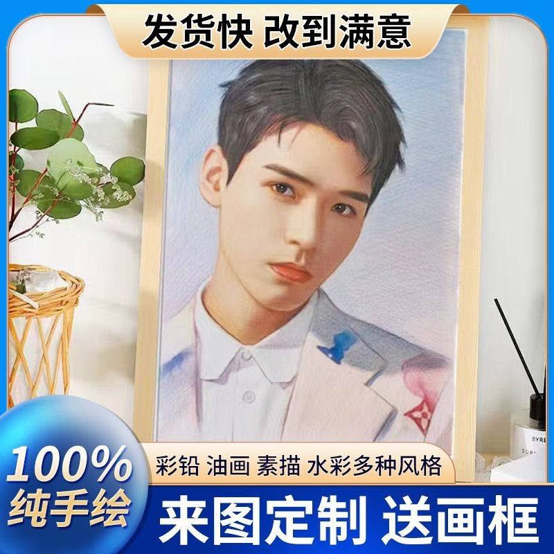 Portrait customization real-life photo sketch portrait hand-painted ...