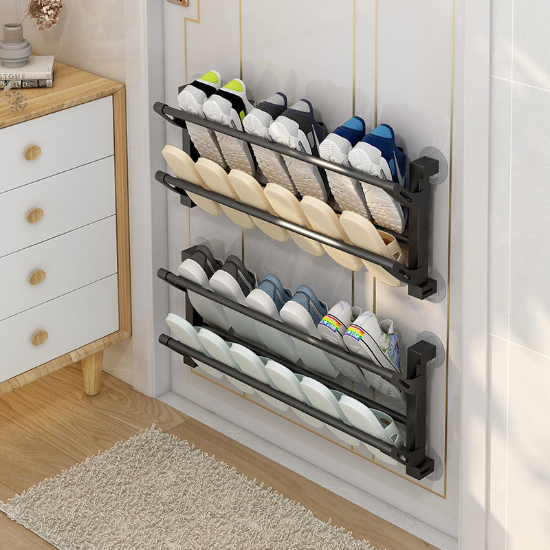 Simple Shoe Rack New Style Foldable Wall-Mounted Shoe Rack Perforation ...