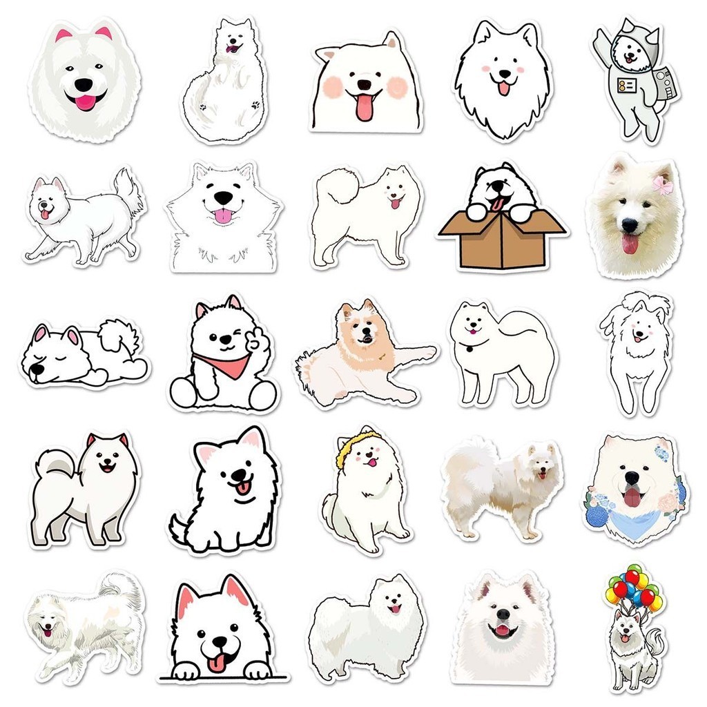 50pcs Samoyed Non-Repetitive Luggage Stickers Stationery Box Stickers ...
