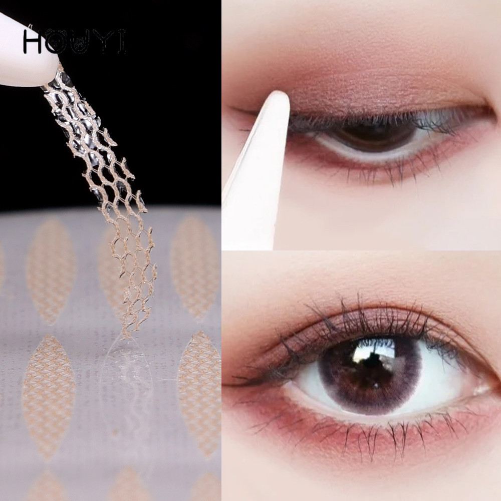 Slim/Wide Double Eyelid Tapes Invisible Mesh Lace Eyelid Stickers Water Spray Adhesive Natural ...