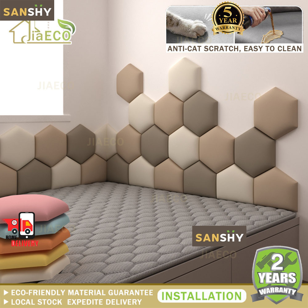【customized】Hexagonal Soft Bag 3D Wall Sticker Self-adhesive Bedside ...