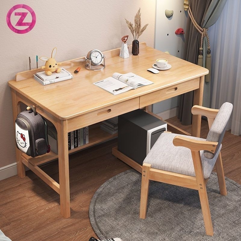 Zero Computer Table Simple Full Solid Wood Study Table Bedroom Desk ...