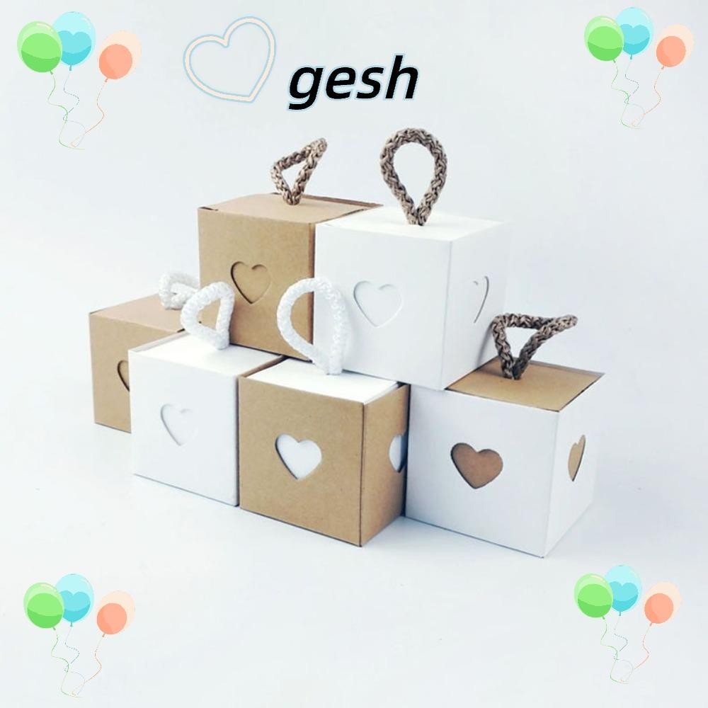 GESH1 10pcs Chocolate Candy Boxes, White & Brown Heart Mini Wedding ...