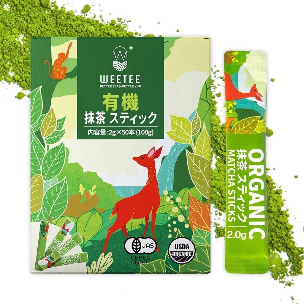 WT WEETEE Organic Matcha Stick JAS Organic Matcha Powder Additive-Free ...