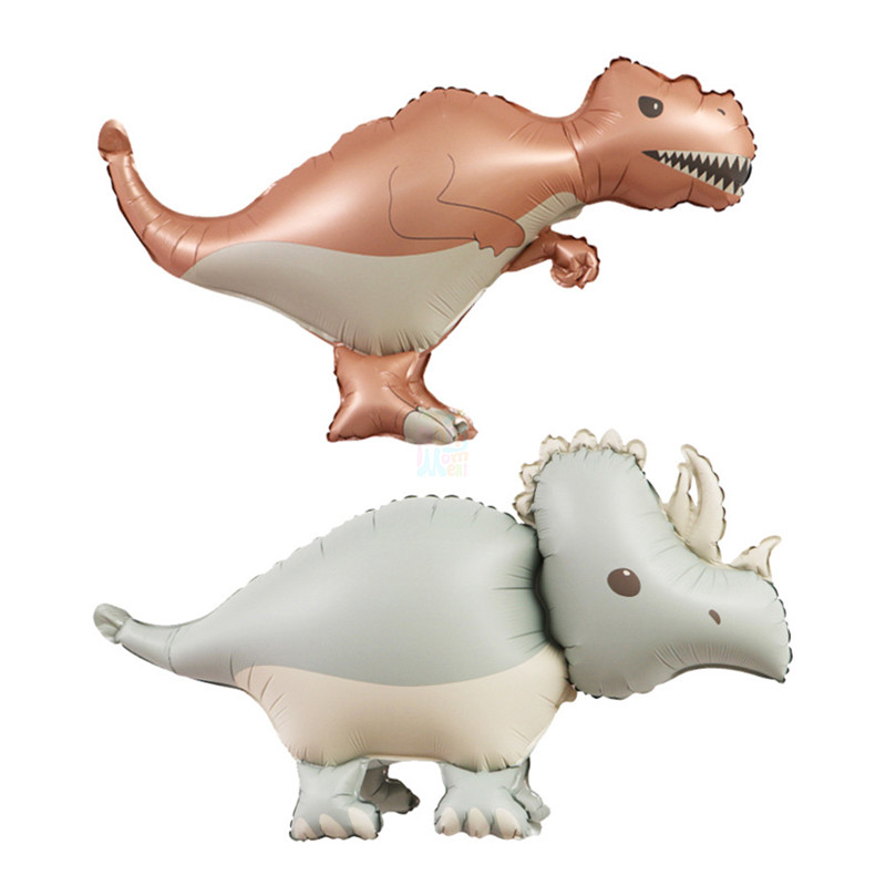 3D Giant Retro Brown Grey Triceratops T-Rex Dinosaur Foil Balloon ...