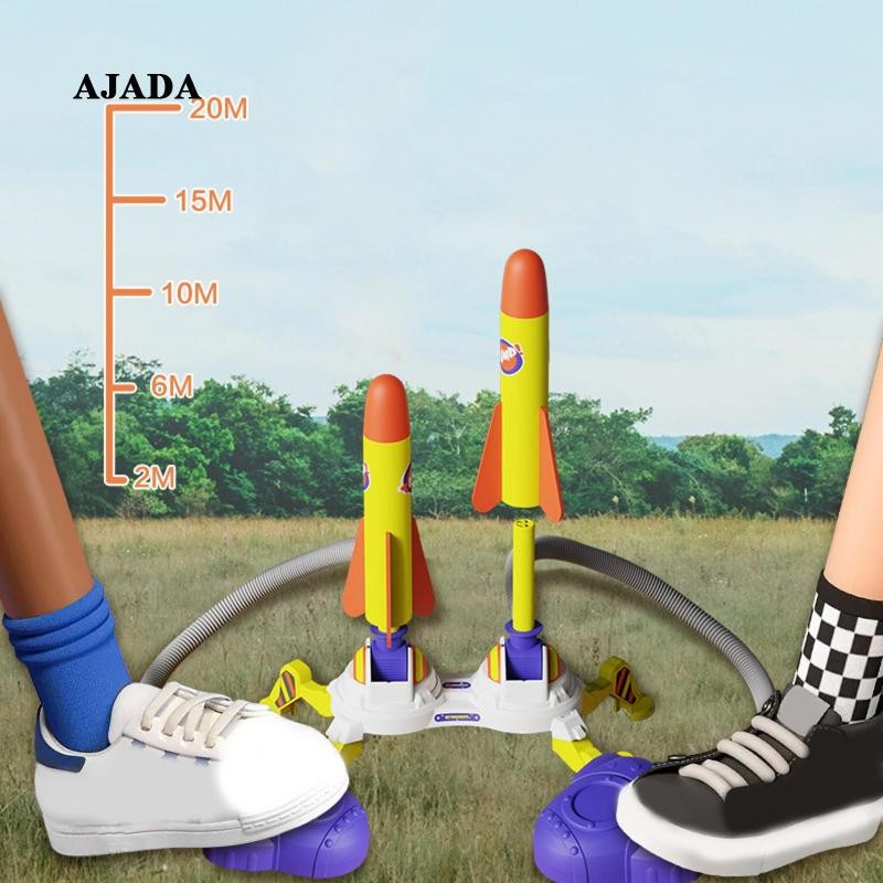 [ Kids Rocket Launcher with Light Games Activities Flying Stepping ...
