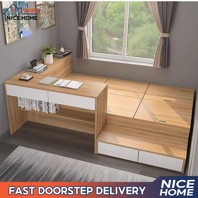 Tatami Bed Integrated Storage Cabinet With Drawer Study Desk Storage ...