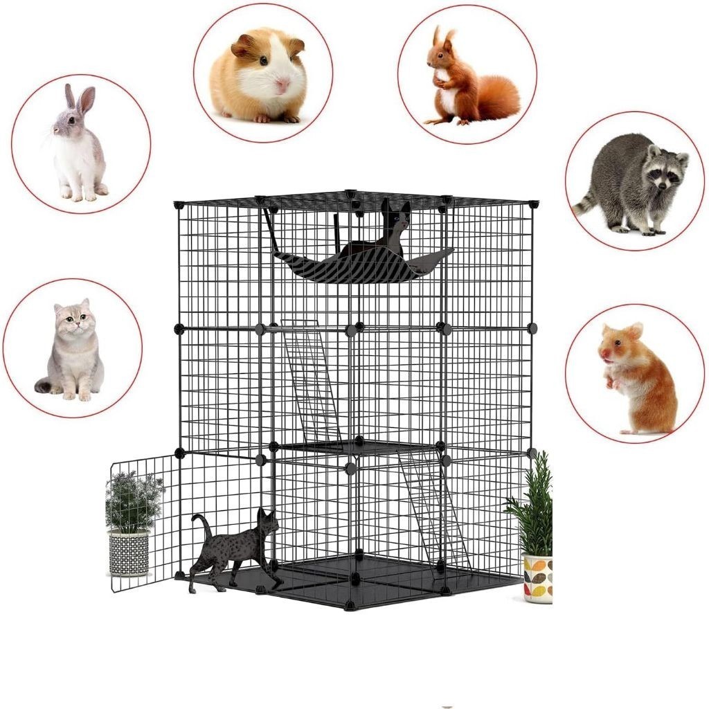 THE CAT FACE PET Stackable Cat cage Dog Cat Rabbit Cage easy assemble ...