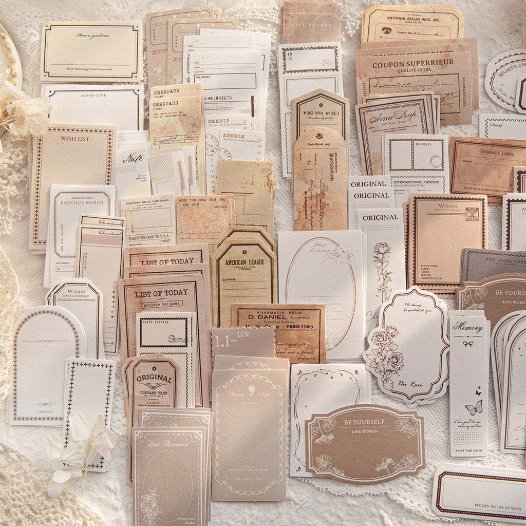 30 Pcs/pack Vintage Scrapbook Paper Stickers Antique Looking Aged Paper ...