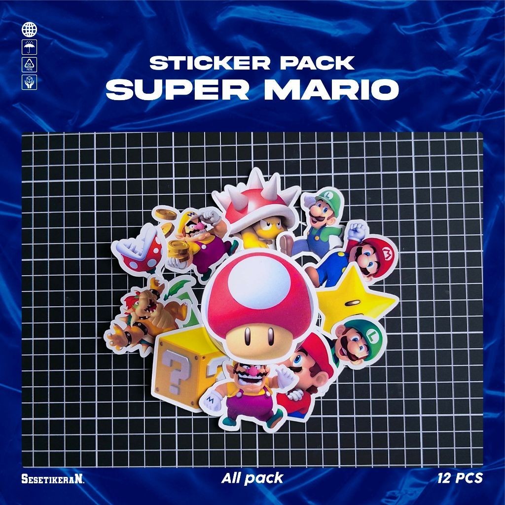 Cool Cute Super Mario Game Cartoon Sticker Pack Sticker For Skateboard ...