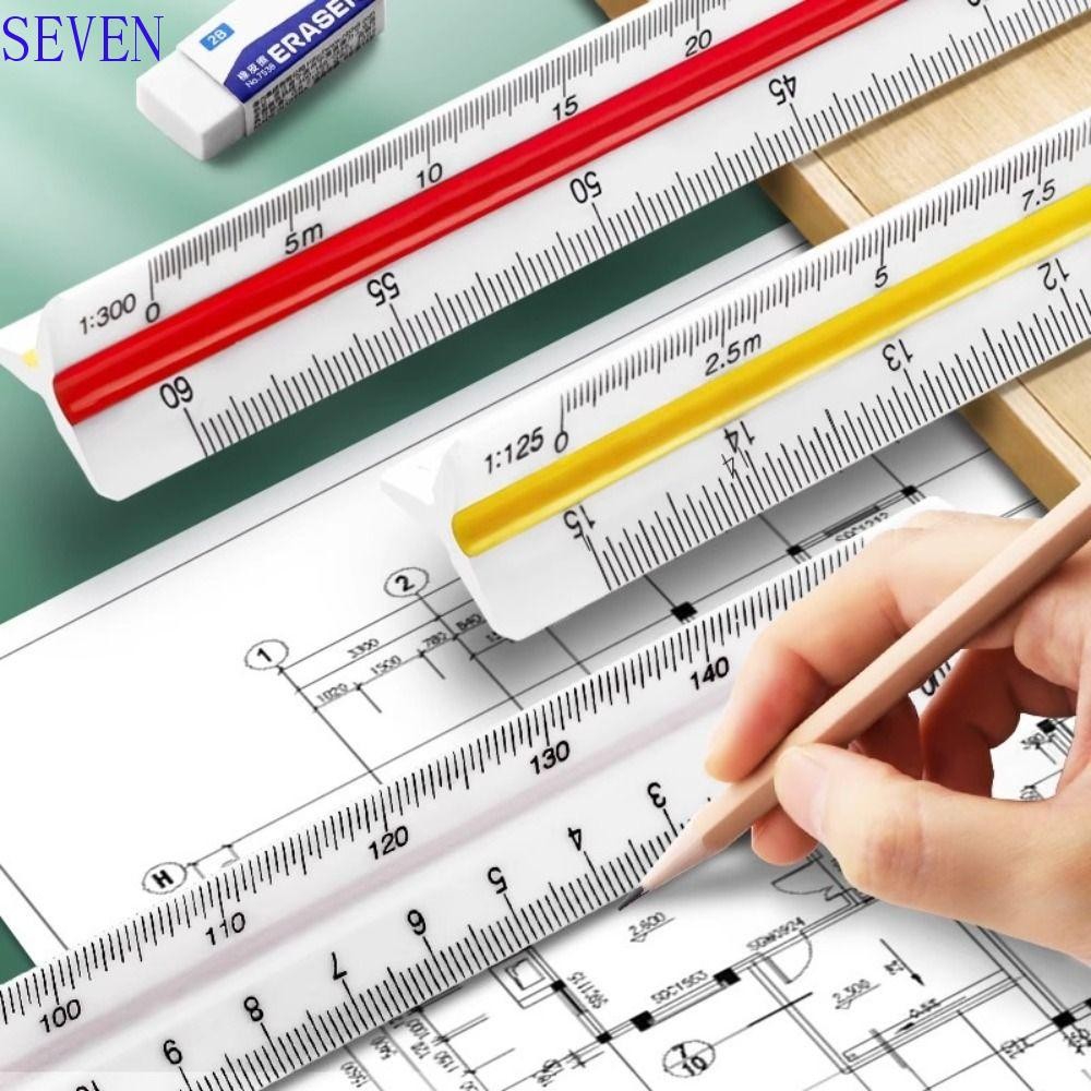 SEVEN Triangular Scale Ruler, 30cm Technical Drawing Ruler, Drawing ...